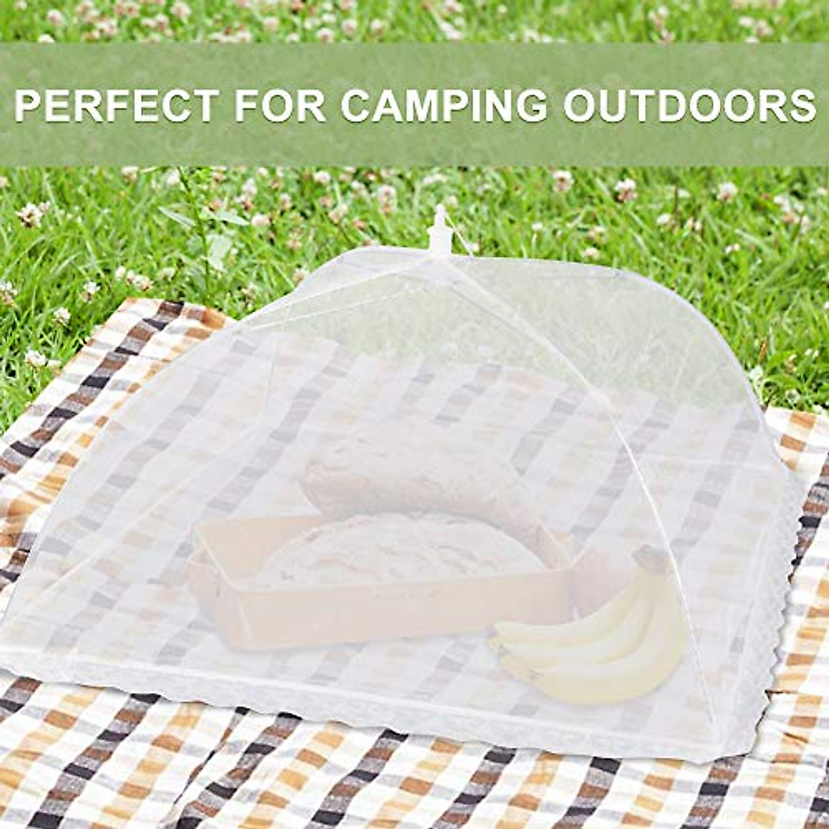 Onarway 3 Pack Food Covers 14 Inch Pop-Up Encrypted Mesh Plate Serving Tents, Fine Net Screen Umbrella for Outdoors, Parties, Picnics, BBQs, Reusable and Collapsible