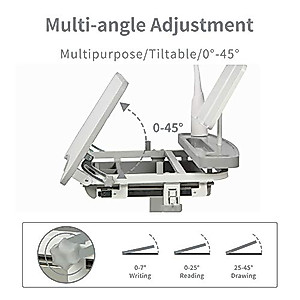 Gowxil Kids Study Desk and Chair Set, Multi Functional Height Adjustable Children School Study Desk with Tilt Desktop, Bookstand, LED Light, Metal Hook and Storage Drawer for Boys Girls, Grey
