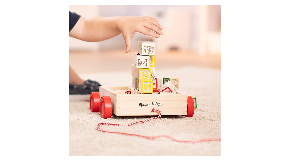 Melissa & Doug ABC Wooden Block Cart for Toddlers - Educational Toy