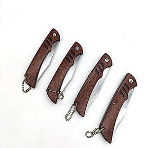 JUNZHIZHE Folding Knife Pocket Knife,Peeling knife 3.14-inch Blade, imitation wood Grain Handle unboxing and Peeling Tool. (12 packs)