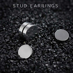 WAINIS 12 Pairs Stainless Steel Non Pierced Magnetic Earrings for Men Women CZ Clip on Dangle Magnet Earrings Set