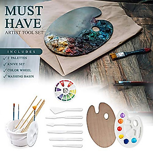 Large Deluxe Artist Painting Set, 139-Piece Professional Art Paint Supplies Kit w/Aluminum Field & Wood Table Easel for Adults, Acrylic, Oil & Watercolor Paints, Brushes, Canvases, Sketch Pads & More