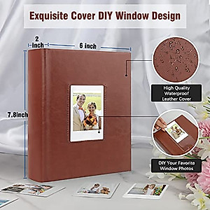 Photo Album for Fujifilm Instax Mini Camera, Polaroid Camera, Instax Photo Album with Memo Areas, 180 Pockets 2x3 Photo Album with Writing Space for Instax Mini 12 11 40 9 7+ Evo Liplay Camera, Brown