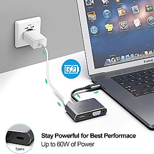 USB C to 4K HDMI VGA Adapter CLDAY 4-in-1 Hub USB 3.0 OTG Charging Power PD Port Compatible for MacBook Pro/Dell XPS/Samsung Galaxy…