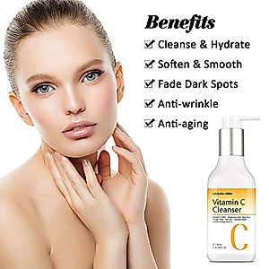 Lagunamoon Vitamin C Facial Cleanser, Cleanse & Hydrating, Reduce Fine Line Wrinkles Anti-Aging, Perfect Face Wash with Natural Ingredients for All Skin Types (200ml / 6.76 Oz)