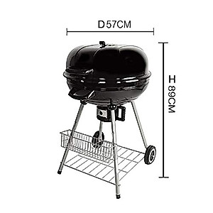 ZZX Kettle Charcoal BBQ Grill Trolley, Portable Stainless Steel Barbecue Set 2 Level for Picnic Garden Party Terrace Camping Travel, Black