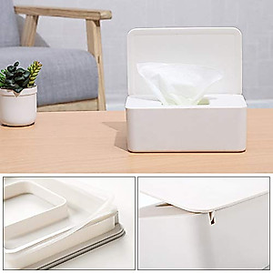 Lingtoolator Dispenser, Wet Wipes Storage Box Dustproof Tissue Box Case with Lid for Keeps Diaper Wipes Fresh, Easy Open Close Wipe Container(White)