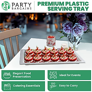 PARTY BARGAINS 16" x 11" Plastic Serving Trays - 4 Pack, Disposable White Plastic Trays, Excellent for Weddings, Buffets, Birthday Parties