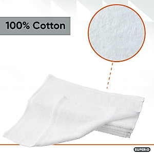 Superio Terry Cloth Rags White Washcloths 100% Cotton 12" Cleaning Cloths, Kitchen Towels, Facial Washcloth, Spa Cloths, Hand Towel, Small Lint Free Rags for Multi-Purposes (6 Pack)