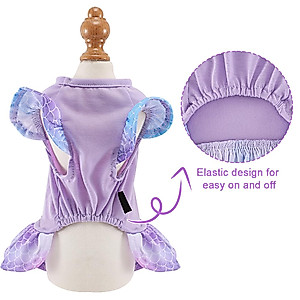 Yikeyo Dog Clothes Girl Dog Dress Small Dogs Puppy Dresses Pet Dress Shirt Female Yorkie Chihuahua Cat Apparel Birthday Party Costume Mermaid Princess Outfit(Purple，M)