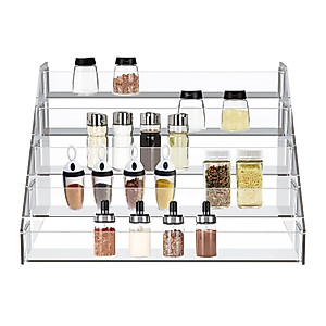 WUIVIUT Spice Rack Organizer For Cabinet, 1 4/5 in/Tier Acrylic Tiered Spice Shelf Can Storage Organizer for Kitchen Pantry Countertop