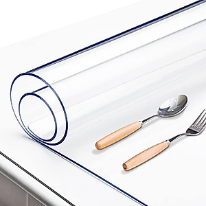 AimerGro 30x48 Inch Clear Plastic Pad Table Protector Cover Dining Room Tablecloth Office Desk Mat Easy Clean Heat Resistant Protection Glass Wood Tabletop Office Writing Desk Kitchen Coffee Table