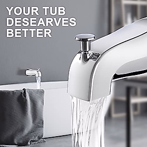 Gold Hao The Bathroom Universal Slip-On Tub Spout with Diverter - 5" Bath Tub Faucet with Diverter, Easy to Install & Save Water Leaks in Minutes, Fit 5/8" Copper Pipe (Chrome)