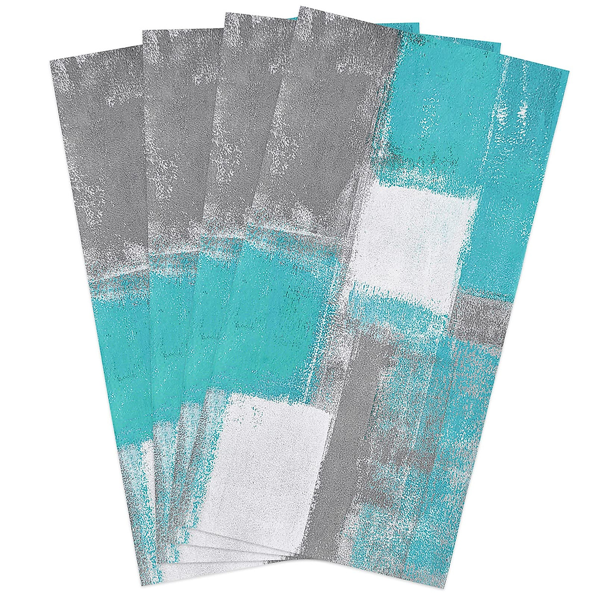Kitchen Towels Set Abstract Paint Art Graffiti Lattice Tea Towel Microfiber Absorbent Washable Teal Turquoise White Grey Soft Hand Dish Towel Cleaning Cloth for Kitchen Bathroom, 18 x 28 Inch