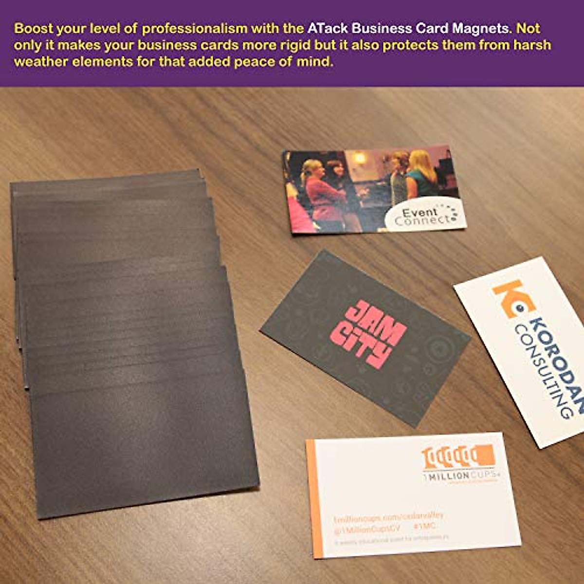 ATack Self-adhesive Business Card Magnets with Adhesive Backing, Pack of 100, Weatherproof Peel and Stick Magnetic Business Cards