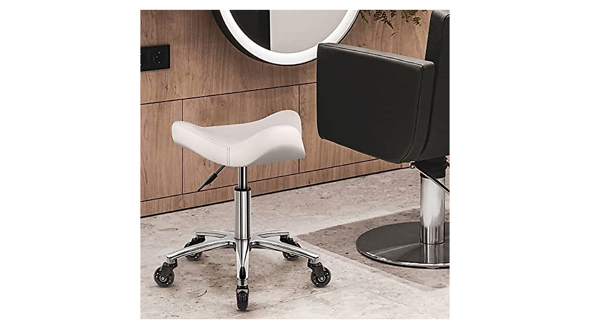 Heavy Duty Rolling Stool with Wheels - Ergonomic Adjustable Seat