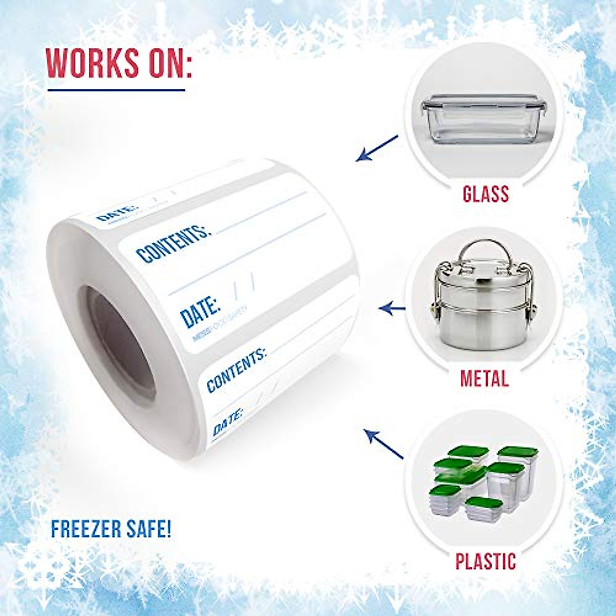 MESS Dissolvable Freezer Labels - 500 Removable Food Container Labels - Blank Labels for Food Containers - Dissolvable Food Labels Stickers -Freezer Tape - Bottle Labels, Jars Food Storage Labels 1x2"