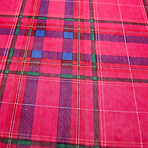 Texco Inc Poly Spandex Checker/Plaid Power Mesh Fabric/4-Way Stretch Knit Prints Athletic Wear Apparel, DIY Fabric, Fuchsia Cobalt 3 Yards