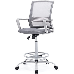 Drafting Chair - Tall Standing Office Desk Chair with Adjustable Foot Ring, Chair with Ergonomic Lumbar Support, Adjustable Height, Breathable Mesh