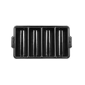 RW Clean 21.9 x 14.2 x 3.5 Inch Silverware Organizer, 1 Crack-Resistant Cutlery Tray - 4 Compartments, Built-In Handles, Black Plastic Utensils Drawer Holder, Wrap-Resistant, For Kitchen Organization