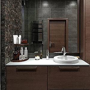 NACIMAX 2 Tier Bathroom Counter Organizer Corner Shelf, Bathroom Trays for Counter Vanity Organizer, Corner Bathroom Organizer Countertop, Dark Brown