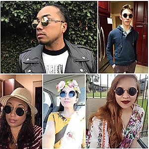 Dollger Black Round Sunglasses Retro Vintage Steampunk Sunglasses for Men