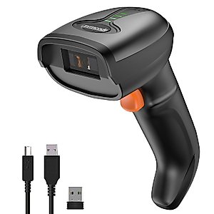 Bluetooth Wireless Barcode Scanner Versatile 3-in-1 (2.4Ghz Bluetooth6.0 Wireless+USB 2.0 Wired) Rechargeable symcode 1D Laser Barcode Reader USB Handheld Bar Code Scanner Wireless Barcode Reader