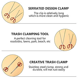 FRCOLOR Fireplace Trash Grabber Tongs Heavy- Duty Log Tweezers Indoor Firewood Tongs Claw Grabber for Wood Stove Fire Pit Garbage Picker 53cm Garbage Trash Picker