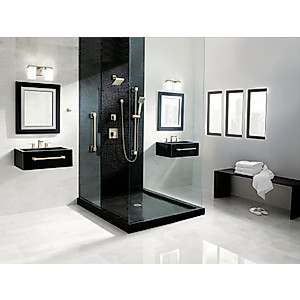 Moen 90 Degree Chrome Modern Shower Trim Kit, Square Shower Head and Handle Set, Posi-Temp Shower Faucet System provides High Pressure Shower Heads and Single-Handle Lever, Valve Required, TS2712