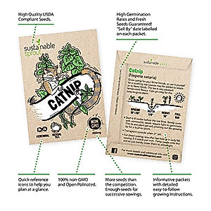 Medicinal Seeds for Planting 8-Pack – Herbal Tea Seeds Catnip, Chamomile, Lavender, Peppermint, Lemon Balm, Bee Balm, Catnip, Echinacea Seeds, Lavender Seeds & Sage- Seeds for Planting for Herb Garden