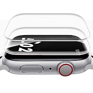 ZPIAR 2 Pack Apple Watch Series 8/7 45mm 41mm Tempered Glass Screen Protector,(New Version) Full Screen Coverage Bubble Free Anti-Scratch Waterproof Ultra HD Film for iWatch 8/7 (45mm Transparent)