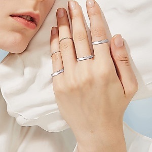 ChicSilver 925 Sterling Silver Sandblast Finish Rings Classic Simple Tarnish Resistant Comfort Fit Wedding Band 3mm Ring Size 10