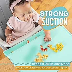UpwardBaby Silicone Placemats for Toddlers- Suction Baby Placemat for Restaurants & Home with Food Catching Pockets-Kids Placemat for Dining Table-Washable Wipeable Nonslip BPA-Free Placemats for Kids