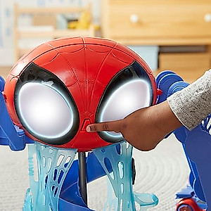 Spidey and His Amazing Friends Marvel Web-Quarters Playset with Lights and Sounds, Includes Spidey Action Figure and Toy Car, for Kids Ages 3 and Up,F1461