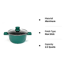 Sakuchi Nonstick Stock Pot Induction Cooking Soup Pot with Lid 2.5 QT, Green