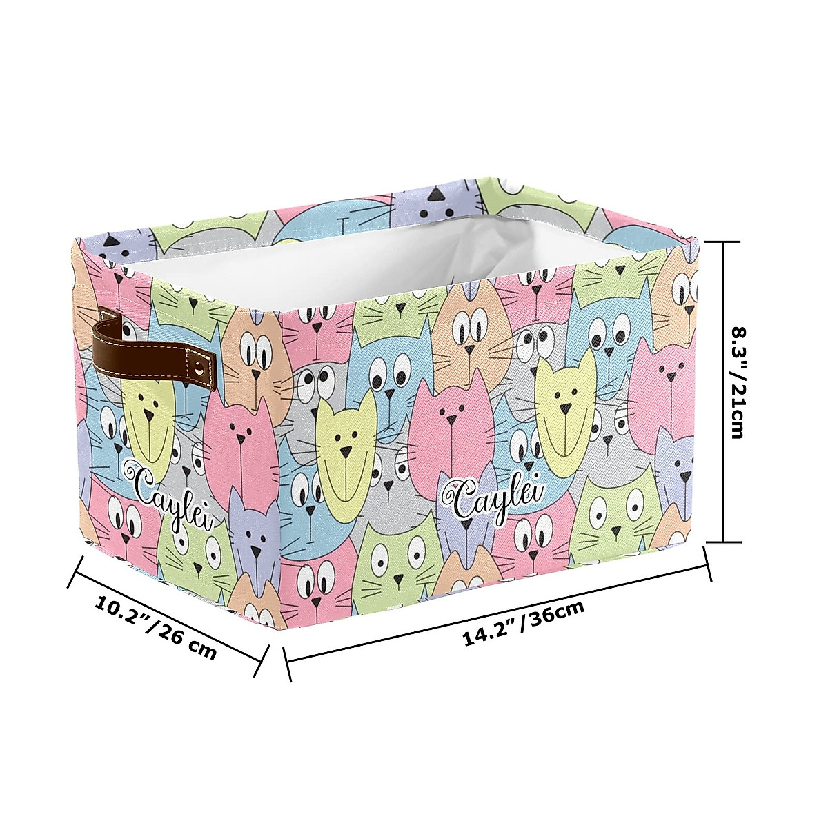 Colorful Cats Personalized Storage Bins Basket Cubic Organizer with Durable Handle for Shelves Wardrobe Nursery Toy 1 Pack