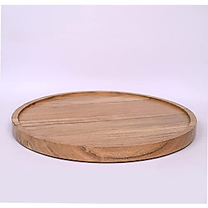 Samhita Acacia Wood Round Cheese Board, Charcuterie Board with Rimmed Edge for Serving Cheese Beverages & Food on Bar Living Room (13" x 13" x 1")