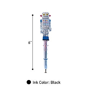 Puzzled Robot Planet Pens - Cute & Realistic Robot Figure Decor On Ballpoint Novelty Pen Toy, Unique Writing Pen Instrument for School and Office