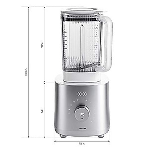 ZWILLING Enfinigy Power Blender, Piranha Teeth Winglet Blade for Ultimate Blending, 6 programs for Ice cream, Smoothies and more, 64oz pitcher, 12 speed, Silver