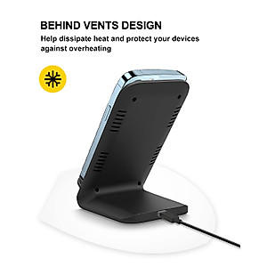 Fast Wireless Charger, Trummul Upgraded 10W Wireless Charging Stand Compatible with iPhone 13 12 11 Pro XR XS 8 Plus Galaxy S22 S21 S10 Note 20 10 Google LG and Other Wireless Charging Phones