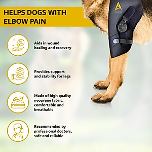 AGON Dog Elbow Brace for Elbow Support – Adjustable Hinge Stabilizer Dog Elbow Protector – Neoprene Elbow Support Brace with Hook and Loop Closure – Ideal for Dysplasia, Dislocation, Osteoarthritis