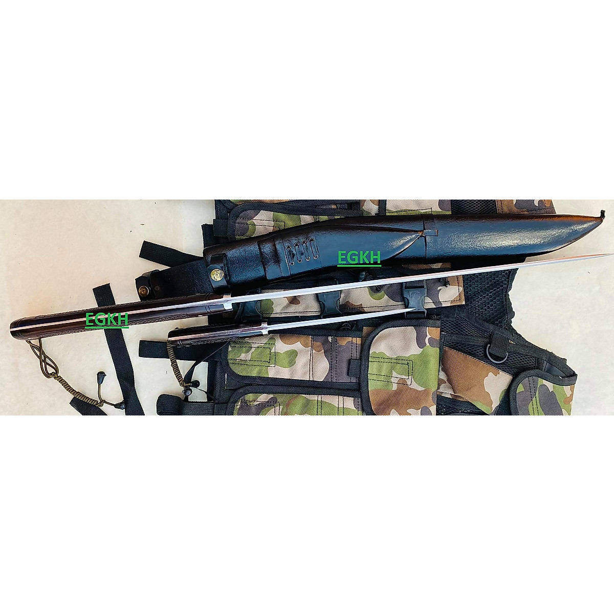 Kukri Factory Outlet Nepal - 21" Traditional Sirupate 2 Chira (Fullers) Rust Free Khukuri, Village Farmers High Carbon Steel Blade Knives