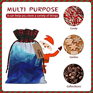 Christmas Gift Bags with Drawstring Burlap Gift Bags Abstract Blue Like Wave Christmas Linen Bags for Xmas Party Candy Bags with Cards Xmas Reusable Wrapping Bags Christmas Linen Treat Bags for