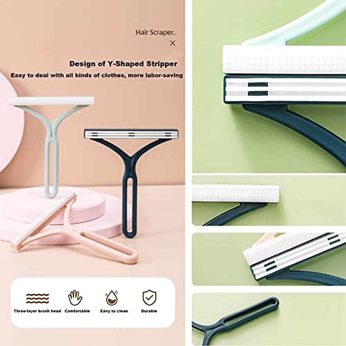 Pet Hair Remover for Couch, Lint Cleaner Pro, Special Dog Hair Remover and Carpet Rake, Reusable Cat Hair Remover & Fur Remover for Furniture, Pet Towers, Rugs and Clothes (3PCS)