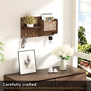 GiftMust Wall Mounted Key Holder Organizer with Storage, DIY Assembling Decorative Wall Mounting shelf with Key Hangers for Home, Kitchen, Bathroom, Bedroom, Living Room, Dining Room, Entryway