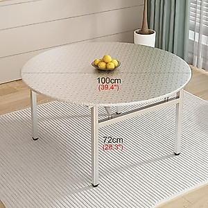 Round Work Table Thickened Stainless Steel Folding Metal Table Space Saving Home Commercial Preparation Table Party Table No Assembly Required Multifunctional Work Table(100x72cm)