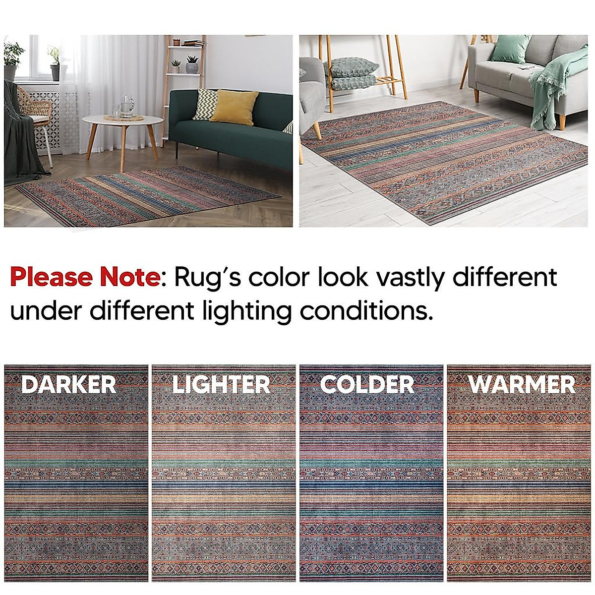 Keen Home Design Machine Washable Area Rugs with Non-Slip Backing, Ideal for Hallway, Living Room, Bedroom, Kitchen and Laundry Room, Vintage Moroccan and Low Pile Rug (3' x 5')
