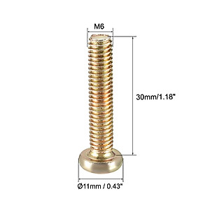 uxcell M6x30mm Furniture Screw Hex Socket Machine Screws Zinc Plated Fasteners Bolts Full Thread Carbon Steel 10Pcs