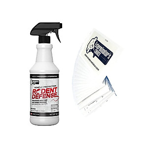Exterminators Choice Rodent Defense Vehicle Protection Spray | 32 Ounce and 8 Large Glue Traps | Natural, Non-Toxic Mouse and Rat Repellent | Quick, Easy Pest Control for Cars and Trucks | Safe Around Kids & Pets