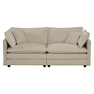 Neylory Modern Love Seat 2-Seater Sofa Couch, Comfortable Deep Seat Chenille Loveseat with 2 Pillows & Armrest Pillows for Living Room Apartment Bedroom, 76.7" W